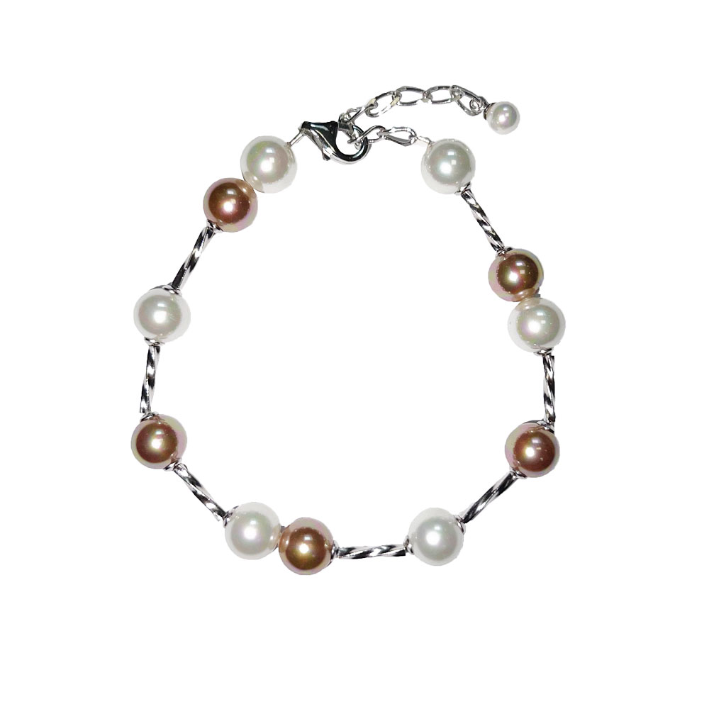 Bracelet en Perles de Majorque - 8 mm - Long. ajustable - France Perles